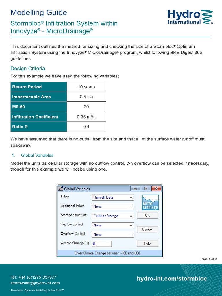 Stormbloc Optimum Modelling Guide Infiltration Microdrainage | Download ...