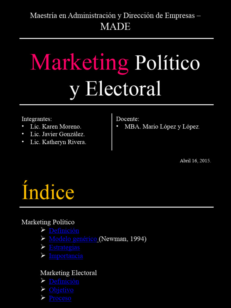 Marketing Político y Electoral: Estrategias Clave | PDF | Marketing ...