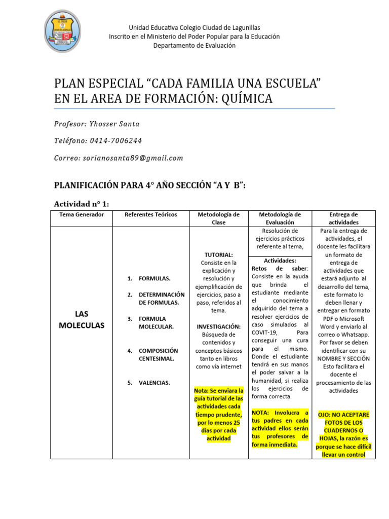 Quimica Iii Momento 4to Año Clase 1 Pdf ácido Cloro
