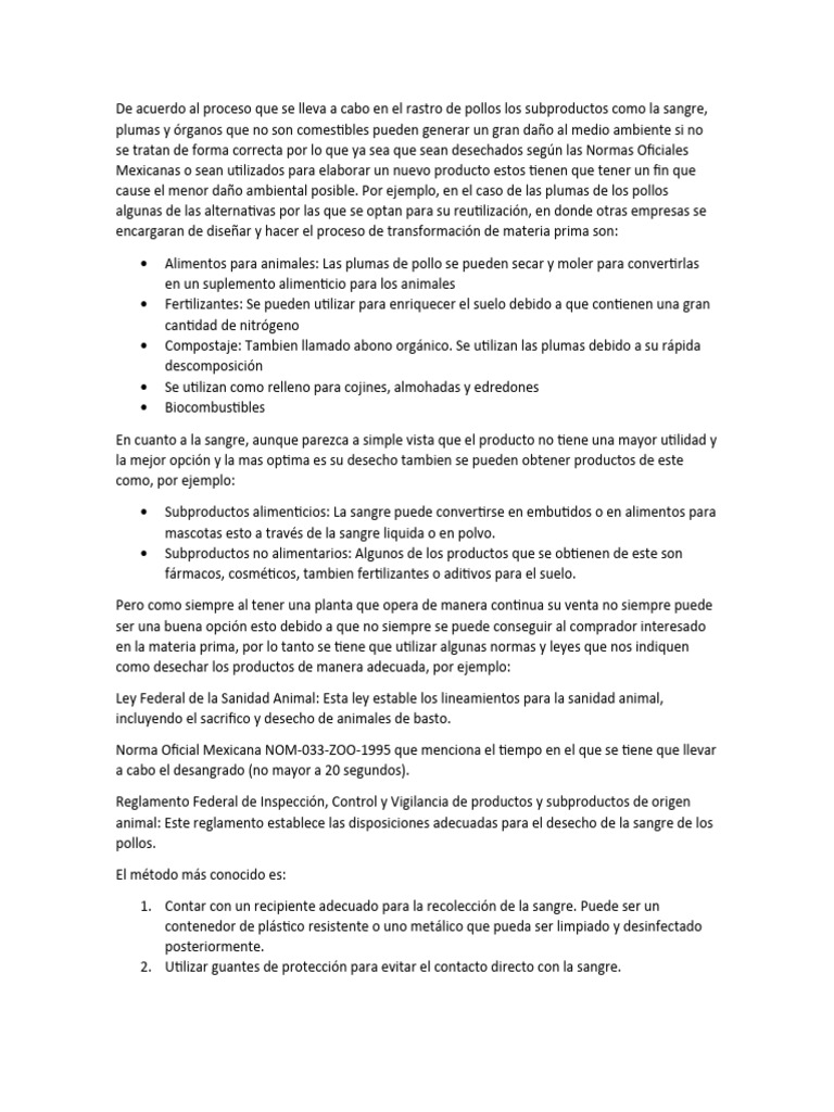 Manejo de Subproductos del Pollo | PDF | Fertilizante | Residuos