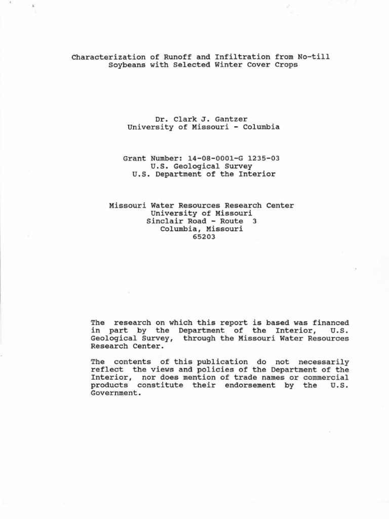 Characterization Of Runoff And Infiltration From No Till Pdf Tillage Surface Runoff