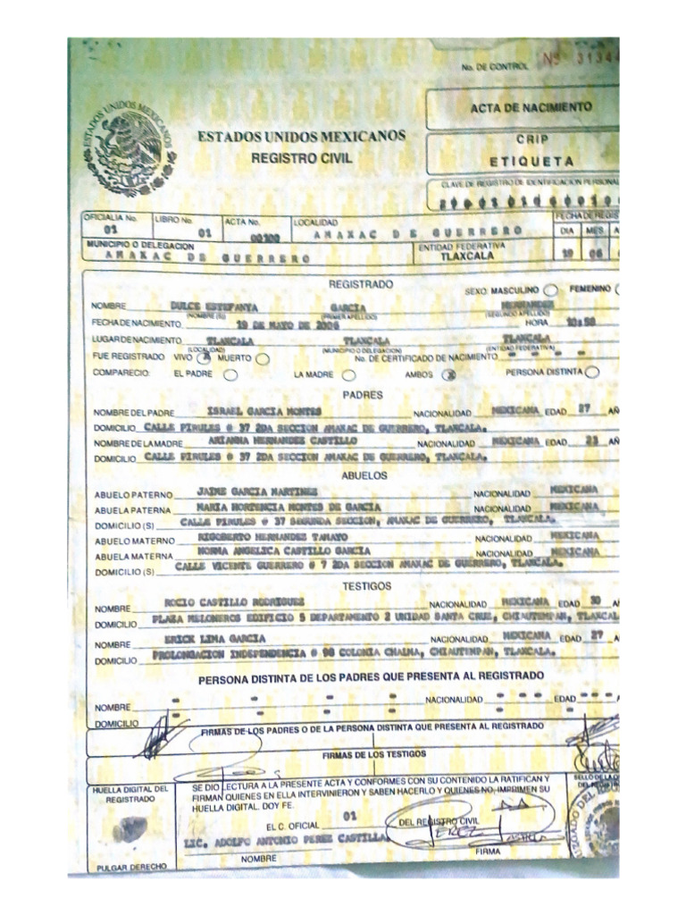 Acta de Nacimiento | PDF