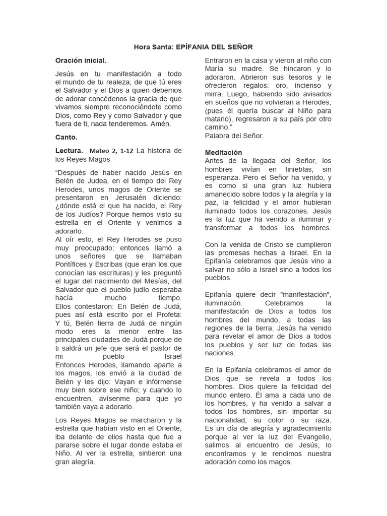 Hora Santa: Epifanía del Señor | PDF | Reyes Magos | Jesús