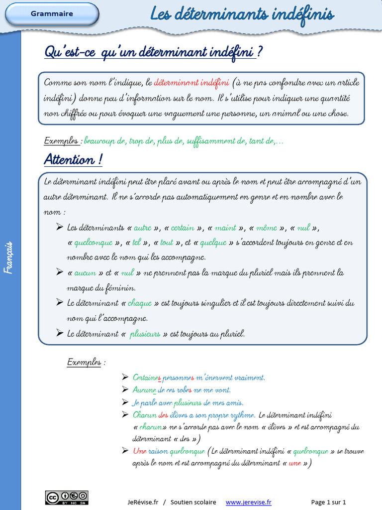 Determinant Indefini Lecon | PDF