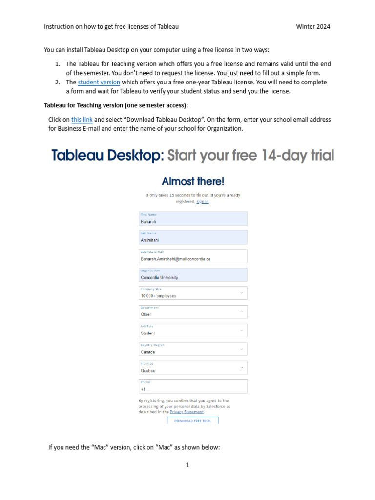 Free Tableau Licenses for Students | PDF | Computers