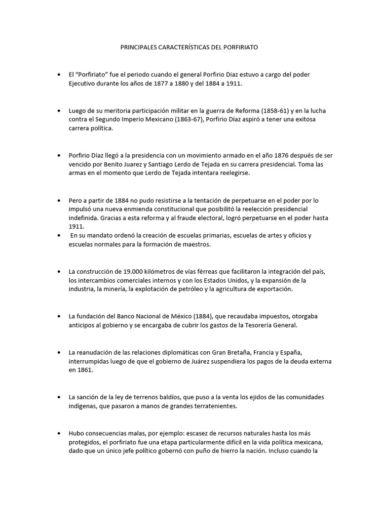 Características del Porfiriato en México | PDF | México | revolución ...