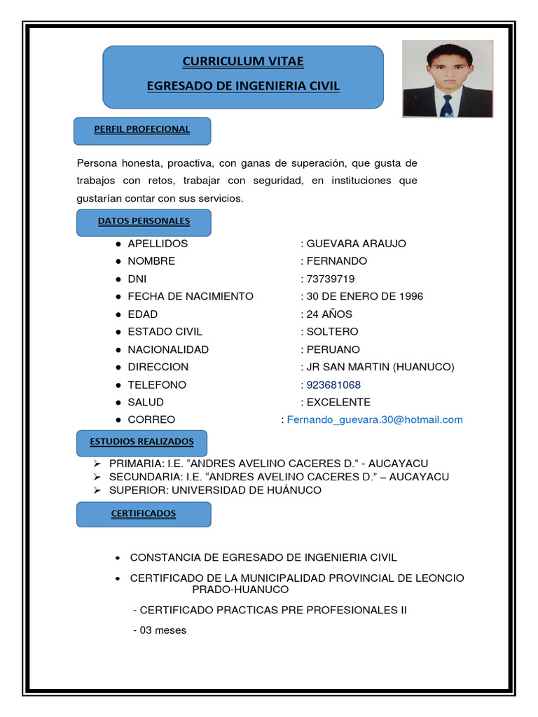 Curriculum - Fernandguevara Araujo | PDF