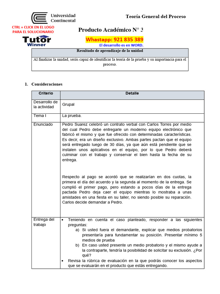 Tw-Teoria General Del Proceso Pa3 (V.sep-2023) | PDF | Cognición