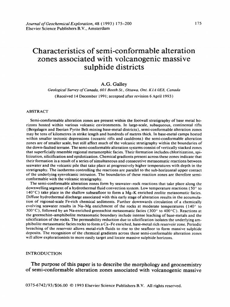 Semi-Conformable Alteration Zones in VMS | PDF | Igneous Rock | Earth ...