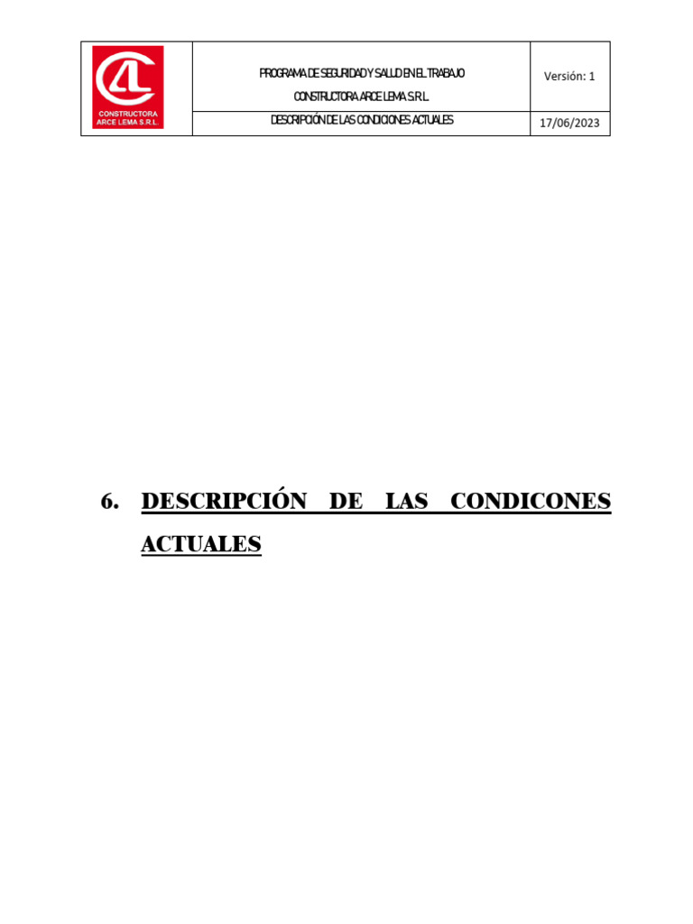 DESCRIPCIÓN DE LAS CONDICIONES ACTUALES - Docx 1 | PDF | Factores ...