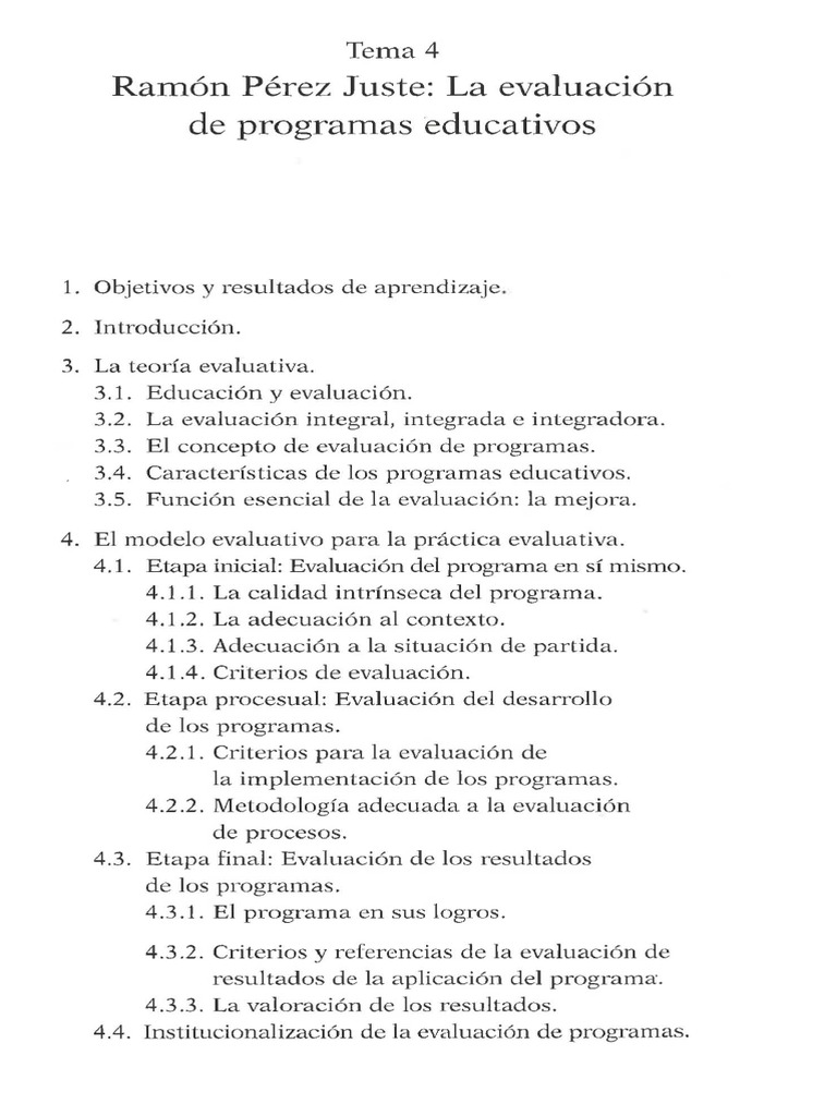 Evaluación de Programas Educativos | PDF | Evaluación | Planificación