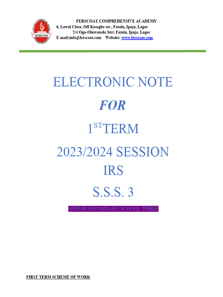 IRS SS3 1ST TERM ENOTE - Corrected | PDF | Jihad | Sharia
