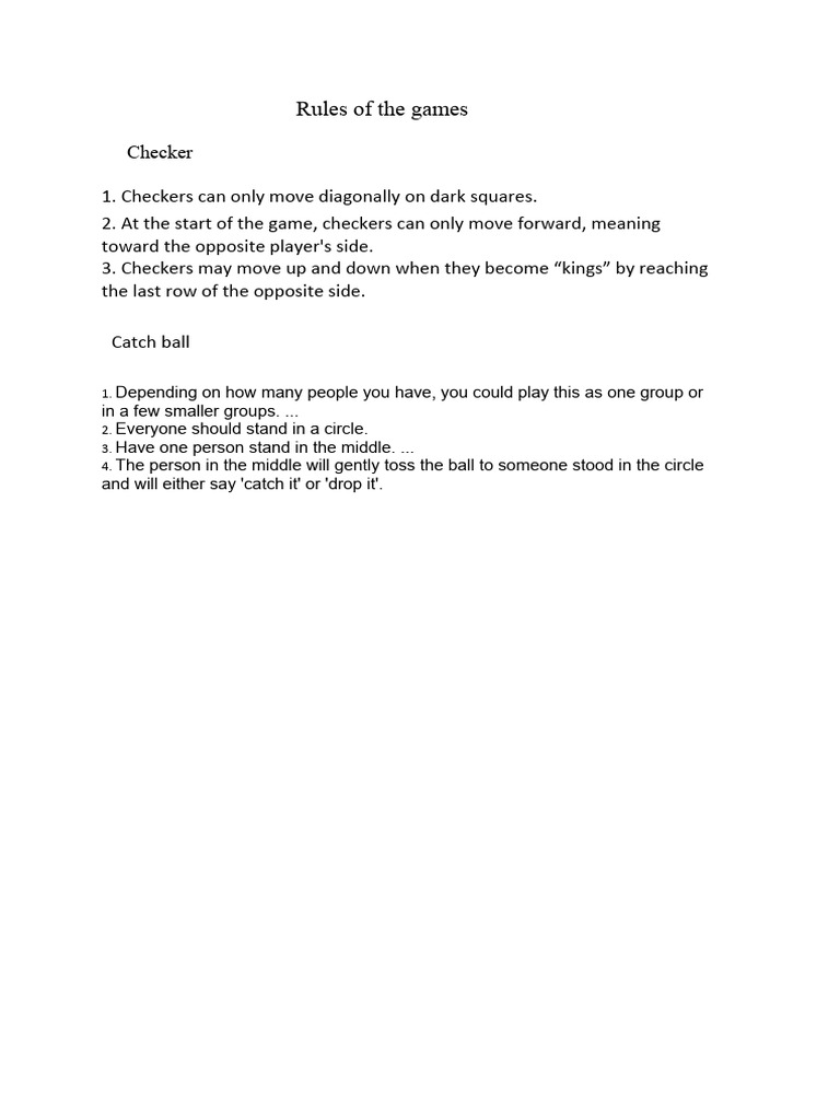 Rules of The Games | PDF | Sports & Recreation