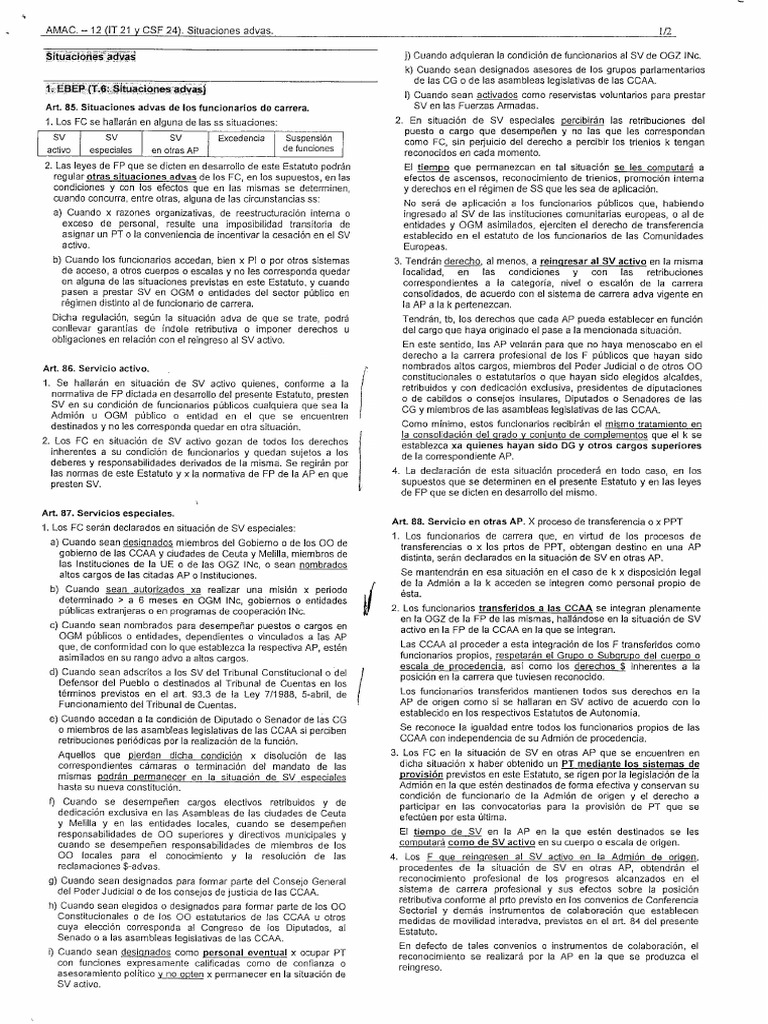 Situaciones Administrativas EBEP | PDF