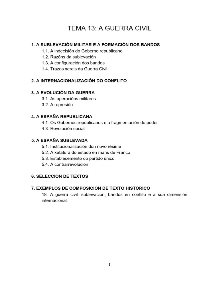 Esquemas TEMA 13 A Guerra Civil | PDF