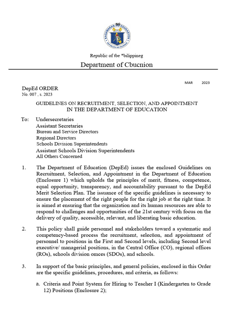 DO_s2023_007 | PDF | Recruitment | Human Resources