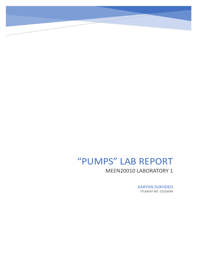 Pump Experiments in MEEN20010 Lab | PDF | Pump | Flow Measurement