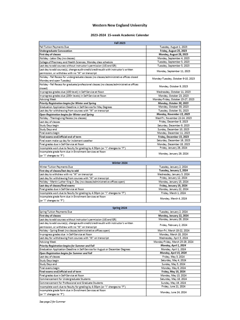 2023 2024 15 Week Academic Calendar | PDF | Academic Term