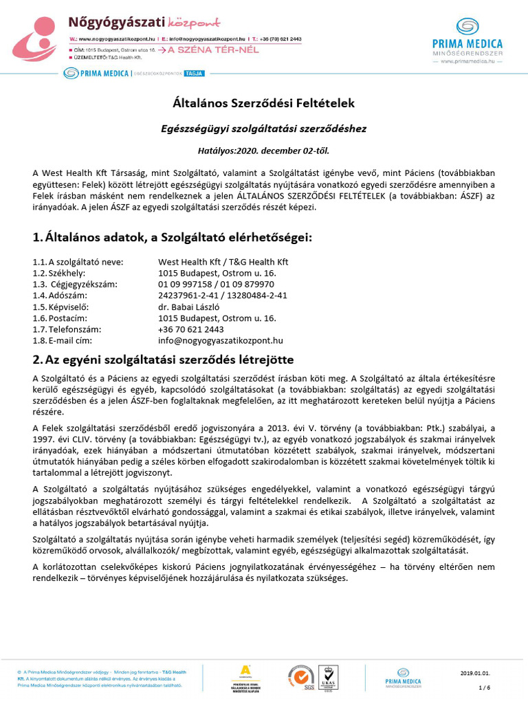 ASZF WH TG Nogyogyaszatikozpont 20201202 | PDF