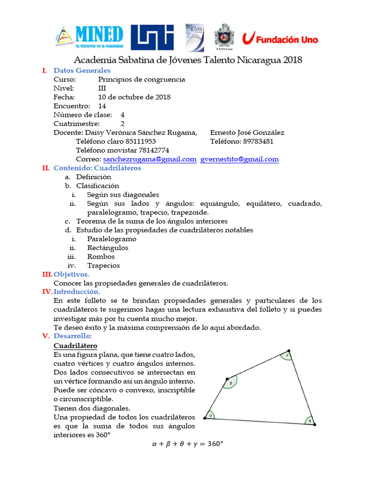 folleto PRINCIPIOS DE CONGRUENCIA REVISADO-1 | PDF | Geometría del plano euclidiano | Geometría ...