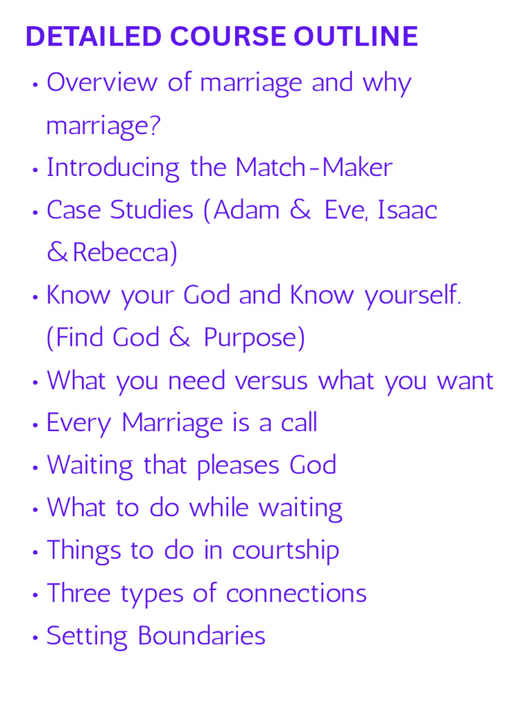 Marriage & Relationship Course Outline | PDF