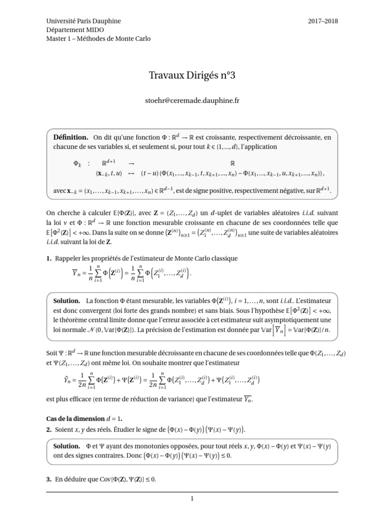TD3 Solution | PDF | Fonction monotone | Concepts mathématiques