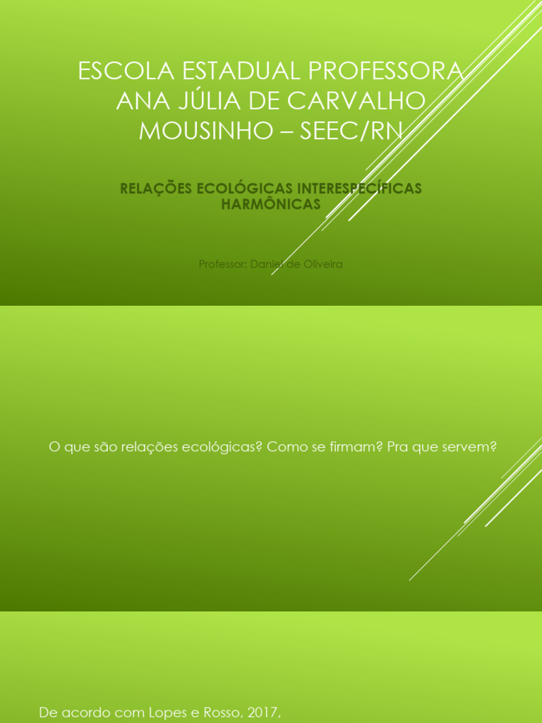 Relações Ecológicas Interespecíficas Harmônicas | PDF | Geociências ...