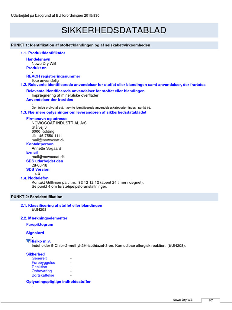 Sikkerhedsdatablad | PDF