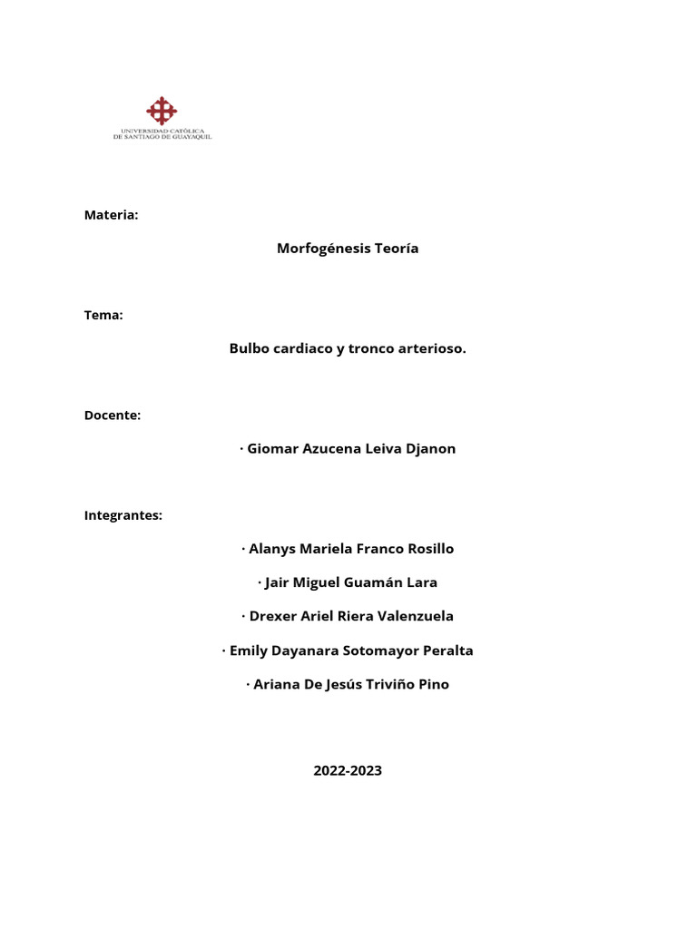 Genesis Bulbo Cardiaco. Tronco Arterioso. | PDF | Corazón | Ventrículo ...