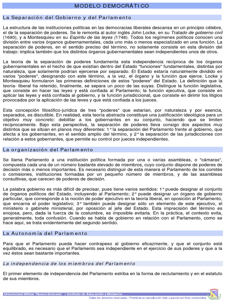 Modelo Democrático | PDF | Gobierno | Separación de poderes