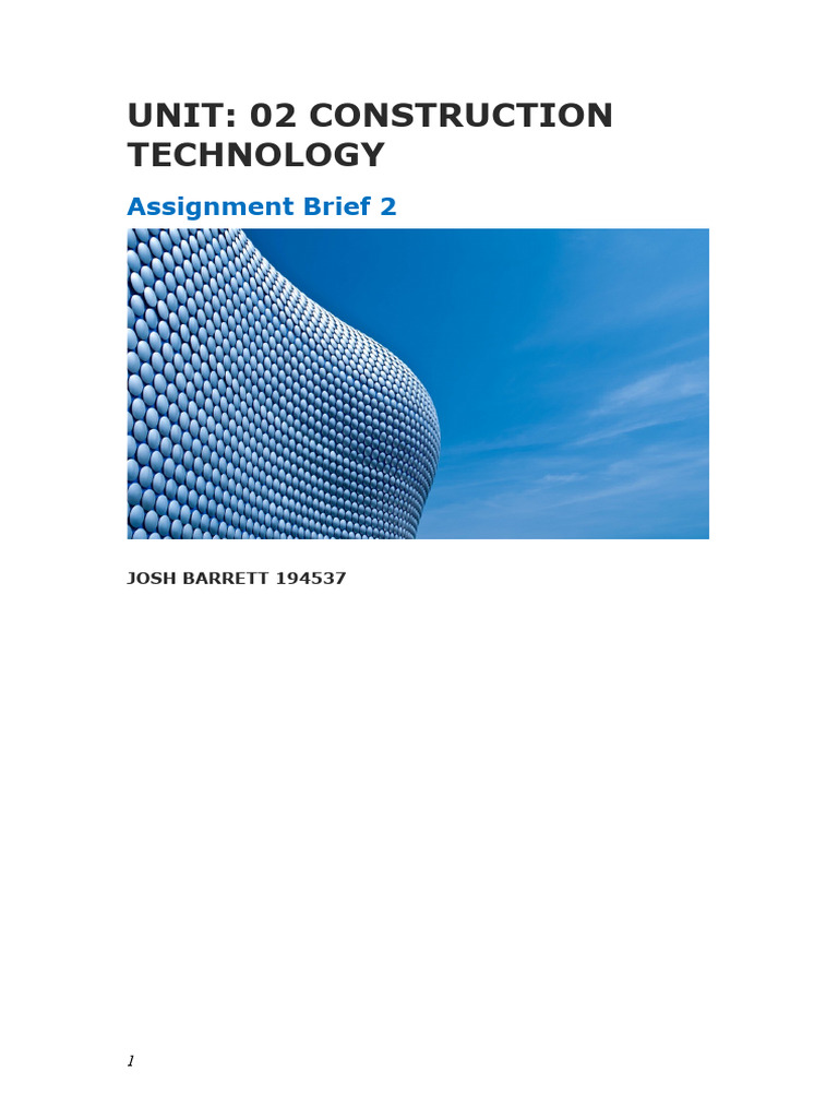 Josh Barrett 194537 Unit 02 Construction Technology Assignment 2 | PDF ...