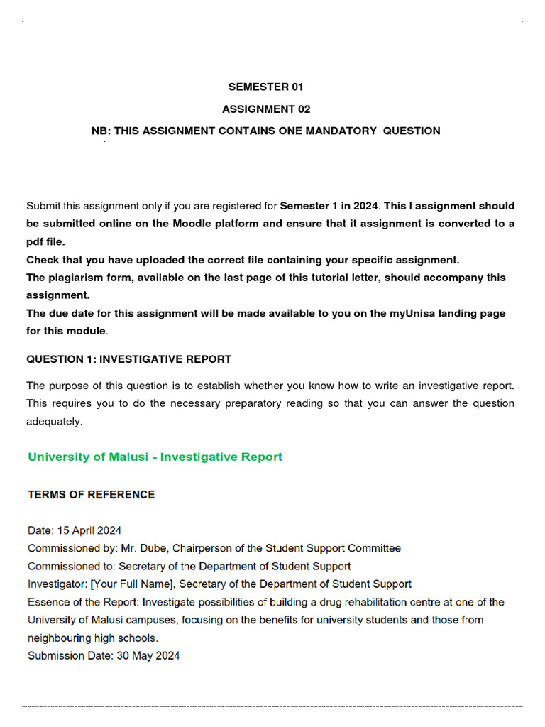 ENN1504 Assignment 2 2024 | PDF | Drug Rehabilitation | Feasibility Study