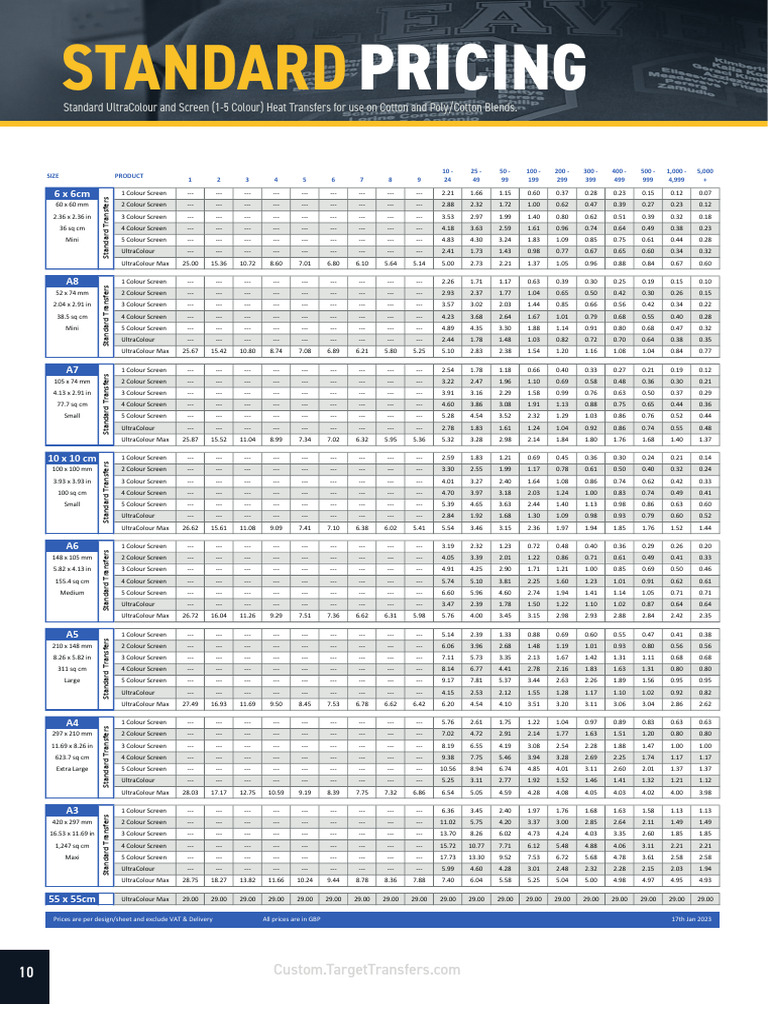 JAN 2023 Custom Brochure - Price List | PDF | Printing | Graphic Design