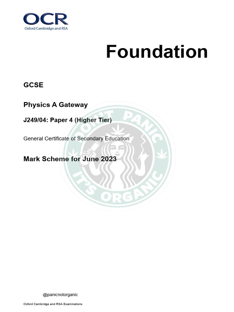 June 2023 GCSE Physics Mark Scheme | PDF | Nuclear Fusion | Nuclear Fission