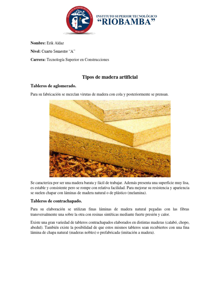 Tarea 3 - TLG Madera | PDF | Madera | Madera contrachapada