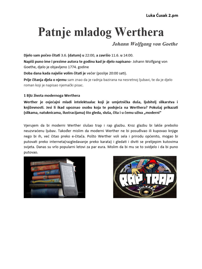 Luka Ćusak Lektira 6. Mjesec | PDF