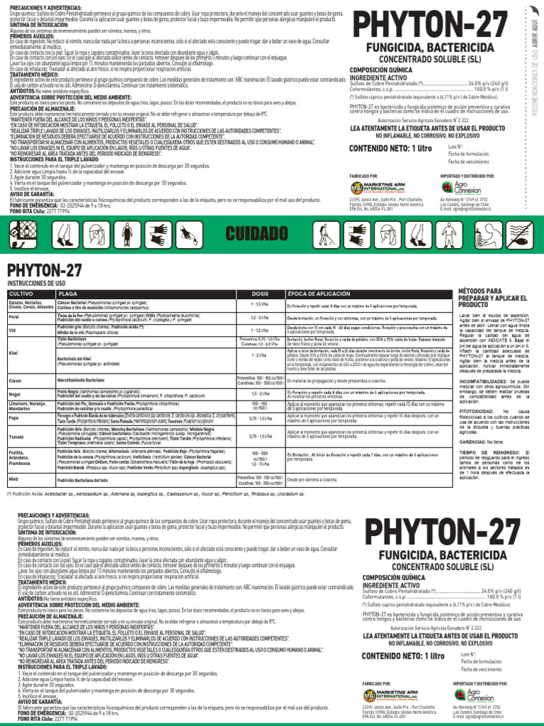 Ficha Técnica de Phyton 27 | PDF | Agua | Cobre