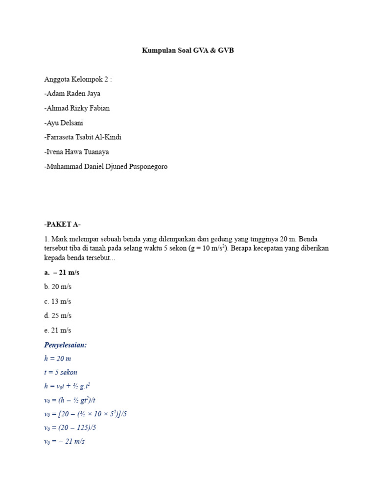 Kumpulan Soal GVA & GVB | PDF