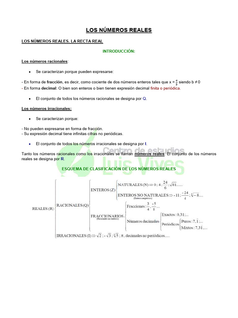 numeros_reales_teoria ejercicios | PDF | Exponenciación | Números