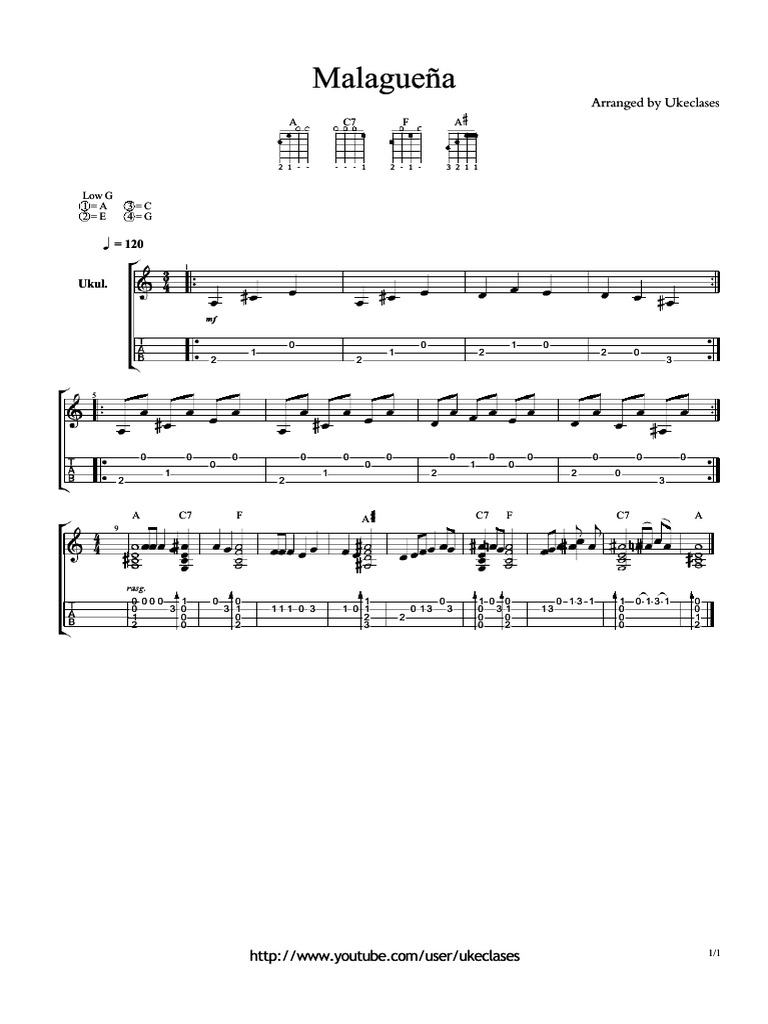 Malagueña Ukulele Arrangement Guide | PDF