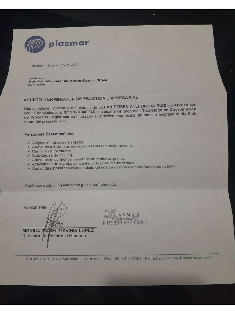 CARTA DE CERTIFICACION EP | PDF