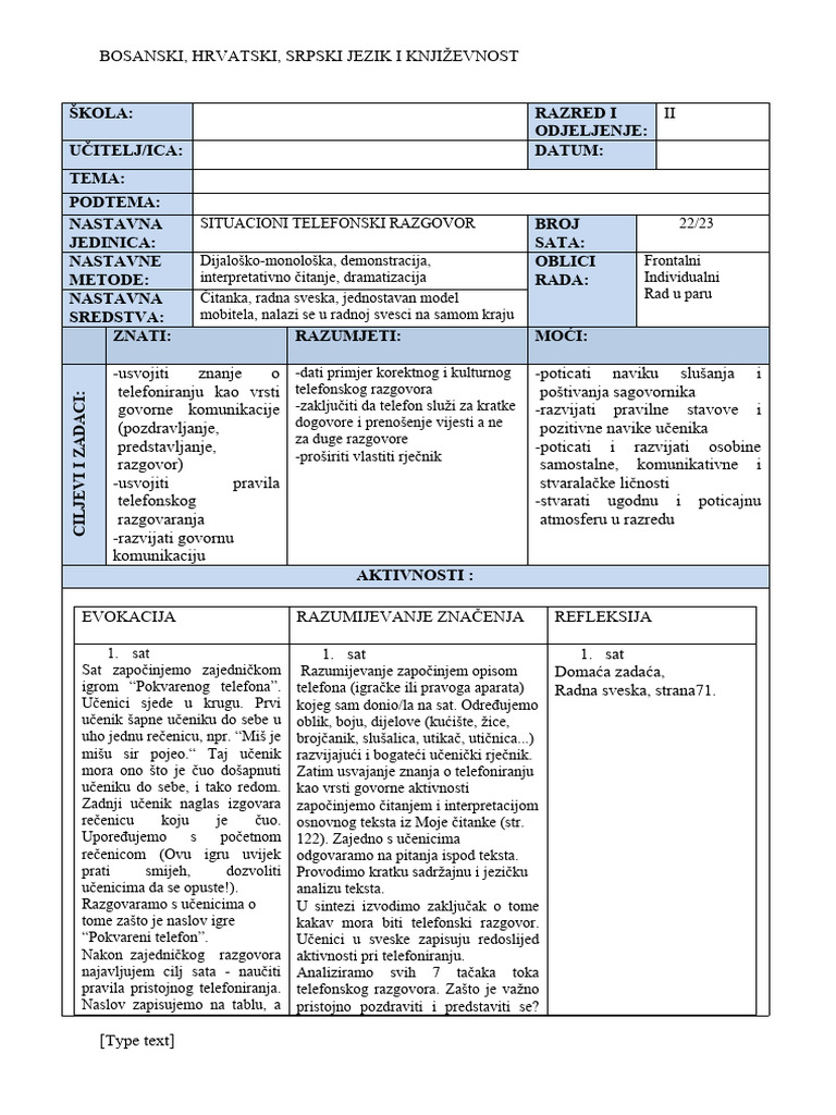 22 - 23 - Situacioni Telefonski Razgovor | PDF