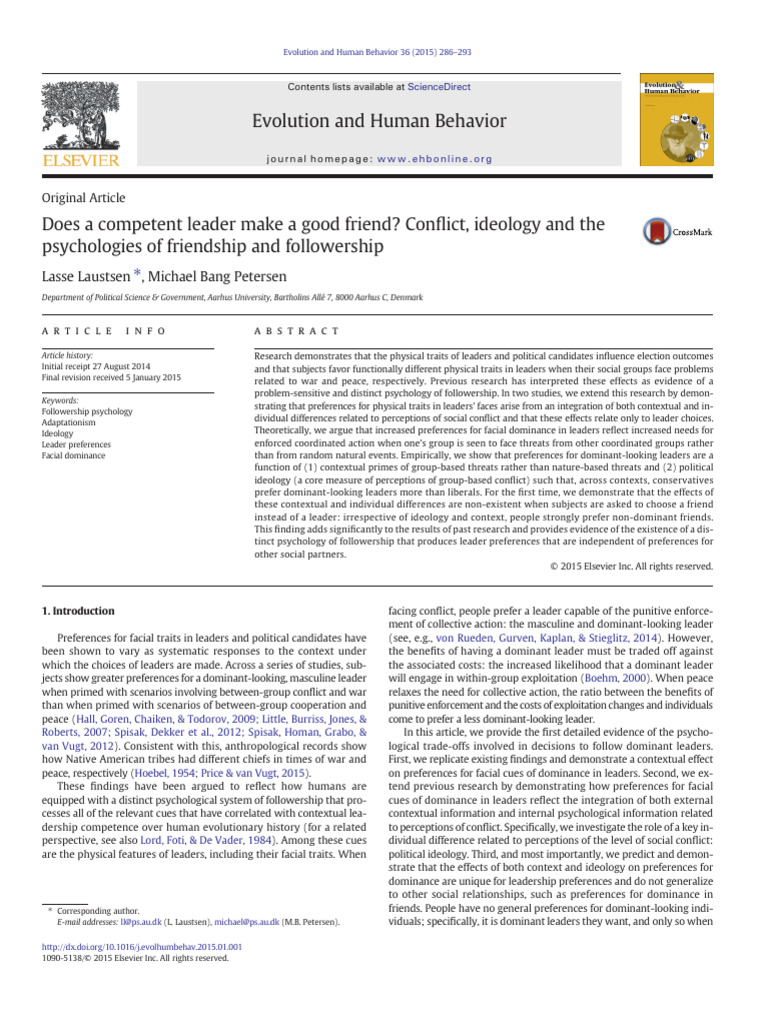 Does A Competent Leader Make A Good Friend Conflict, Ideology and The ...