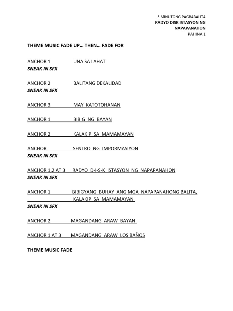 Theme Music Fade Up | PDF