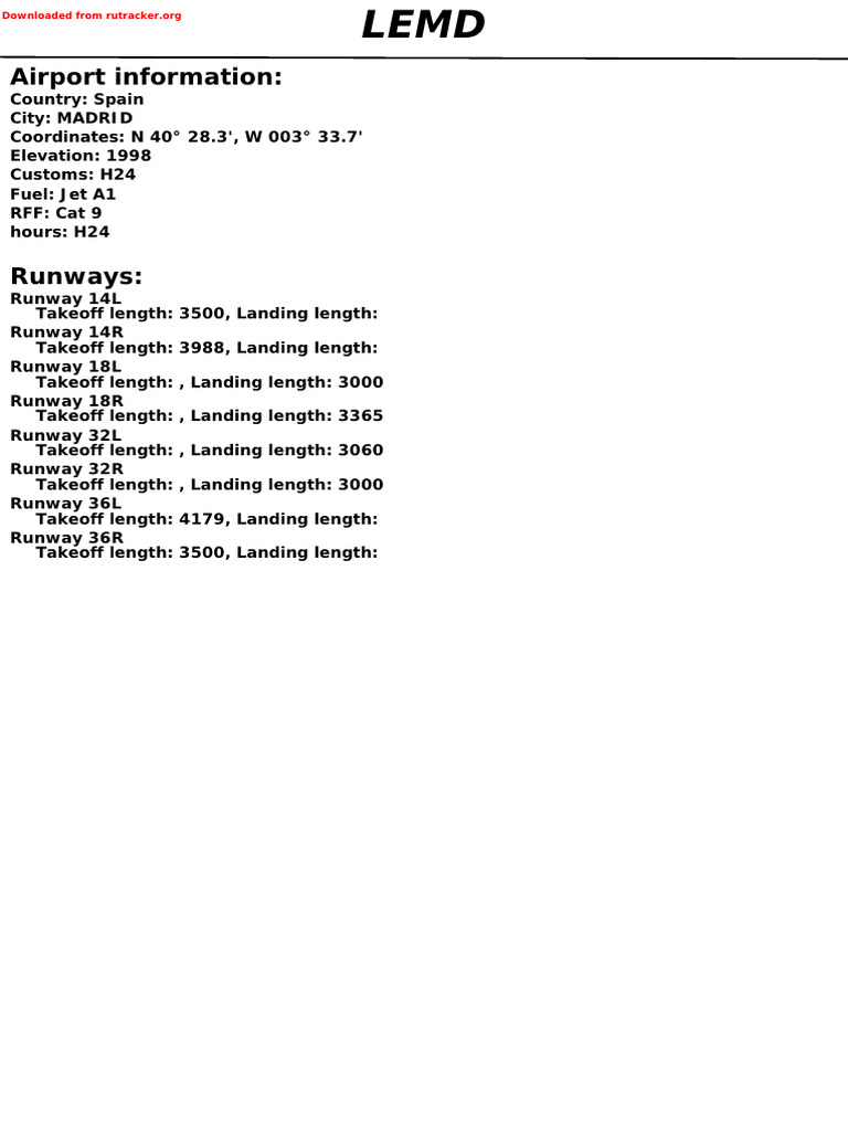 LEMD Airport Overview and Charts | PDF | Earth Phenomena | Atmospheric ...