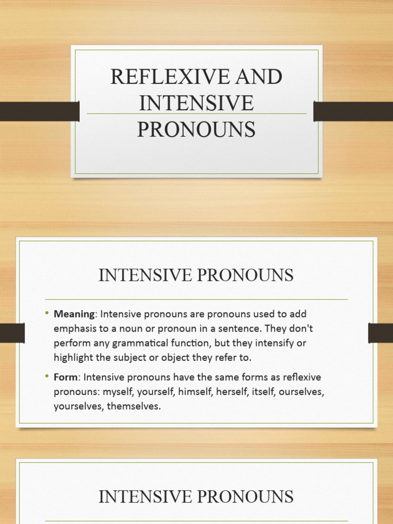 Intensive vs. Reflexive Pronouns Guide | PDF | Pronoun | Grammar