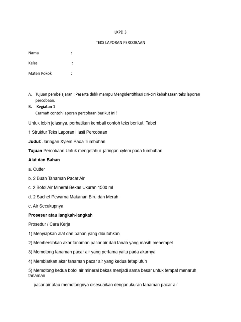 Lkpd 3 Laporan Percobaan Pdf