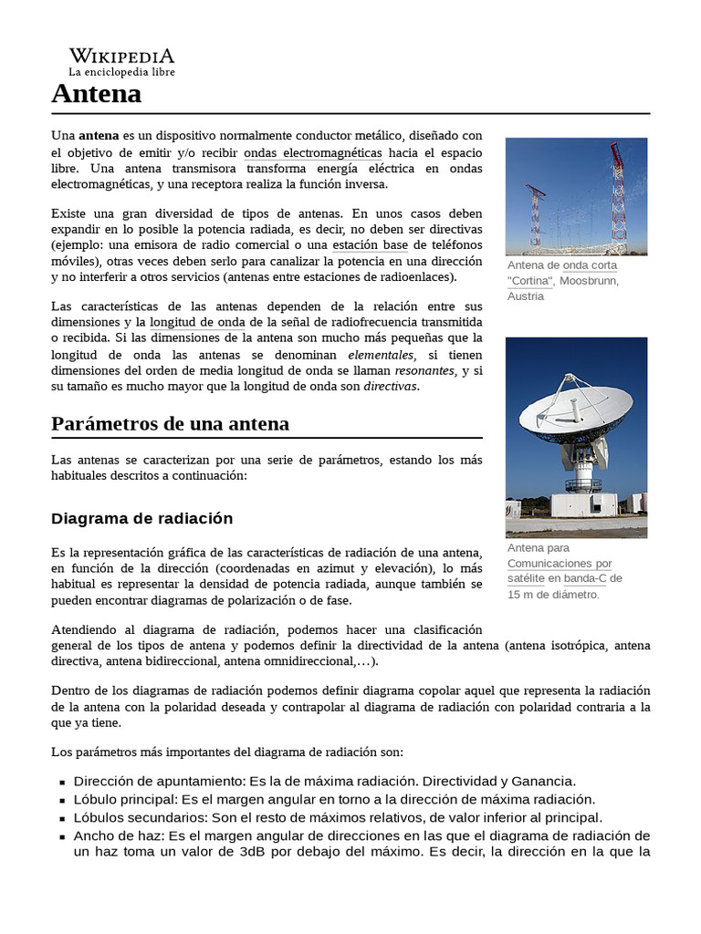Antena | PDF | Antena (Radio) | Movimiento (física)