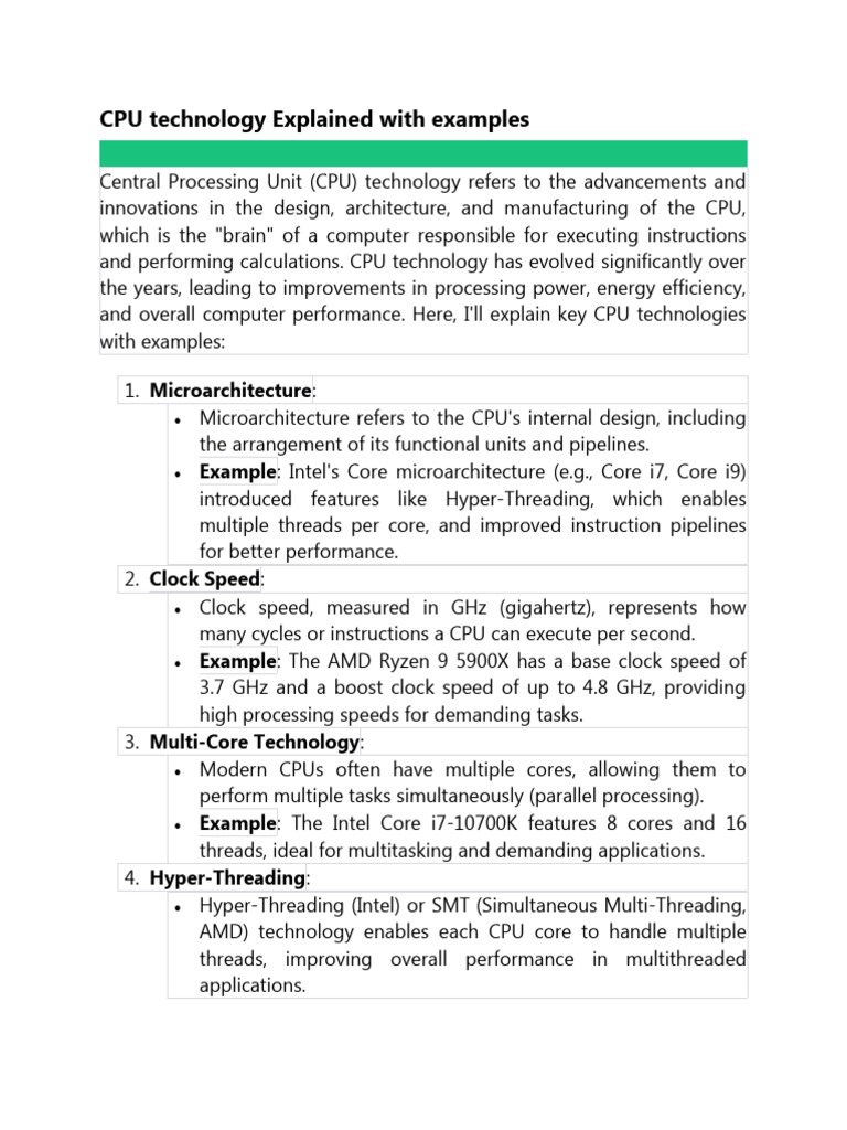 CPU Technology Explained With Examples | Download Free PDF | Central Processing Unit | Multi ...