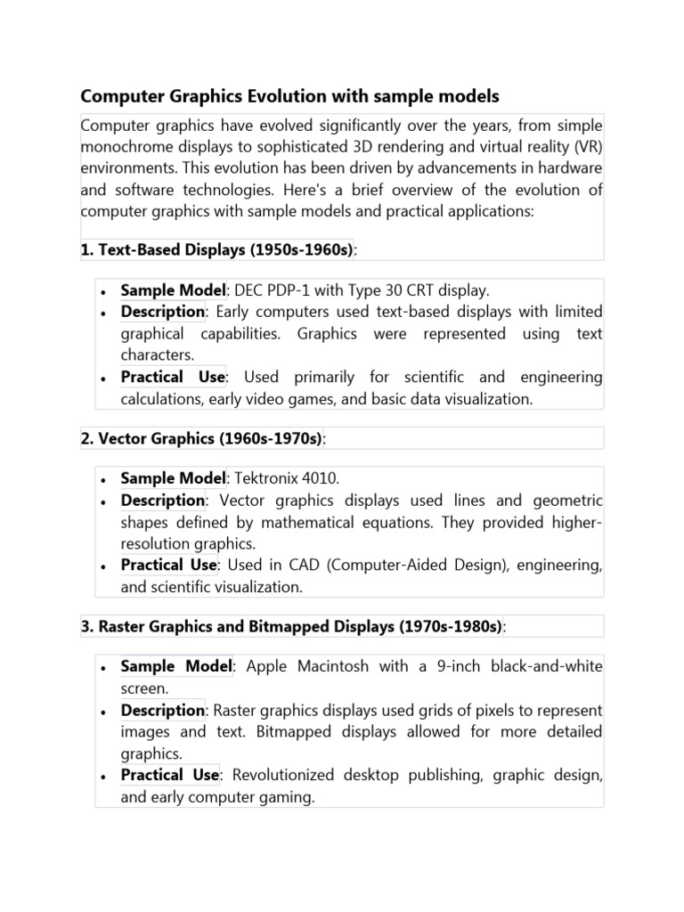 Computer Graphics Evolution With Sample Models | Download Free PDF | Computer Graphics | 3 D ...